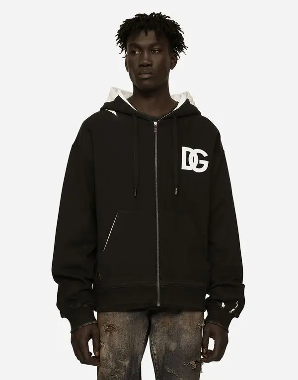 Dolce & Gabbana Dg Logo Zipped Hooded Cardigan