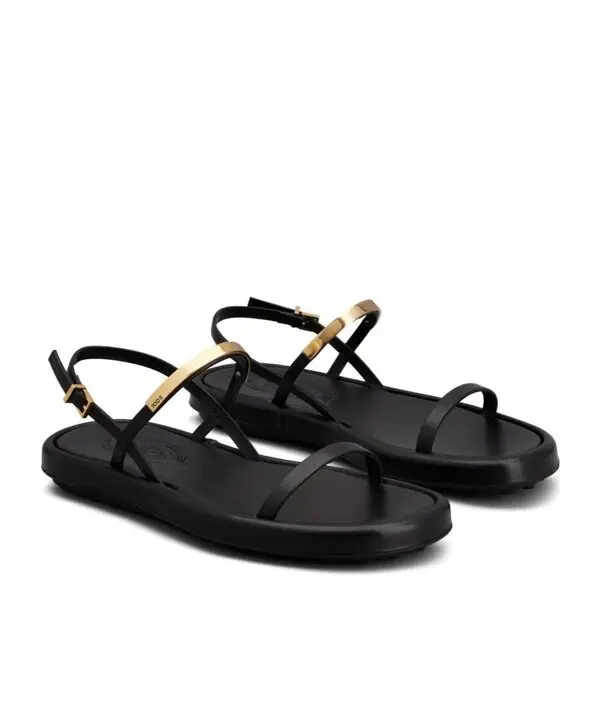 TOD'S Ankle Strap Sandals With Metal Detail - Black