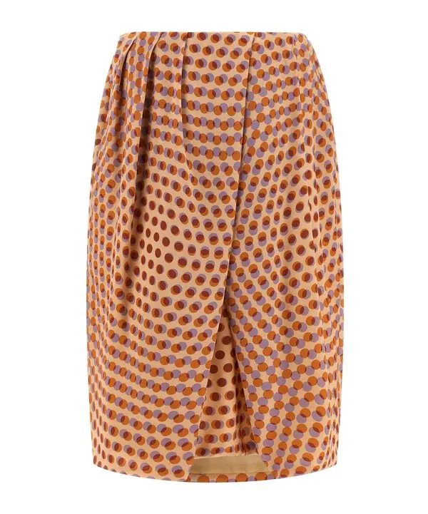 Dries Van Noten Polka Dot Draped Midi Skirt