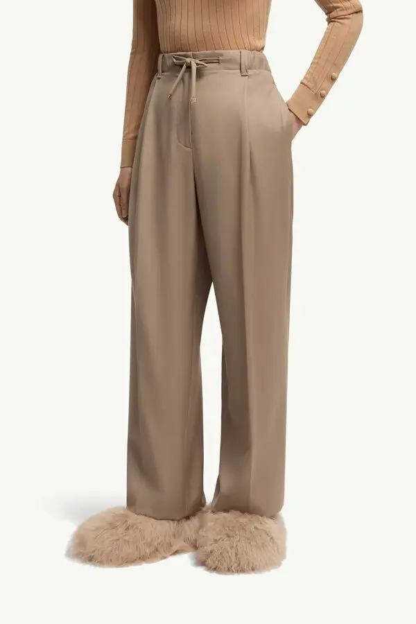 Moncler Wool Gabardine Tailored Pants - Brown