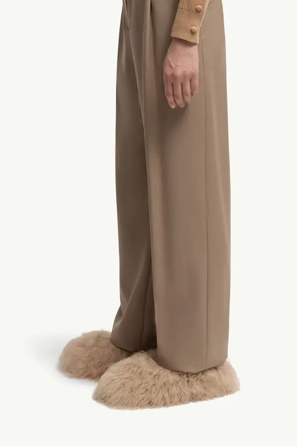 Moncler Wool Gabardine Tailored Pants - Brown
