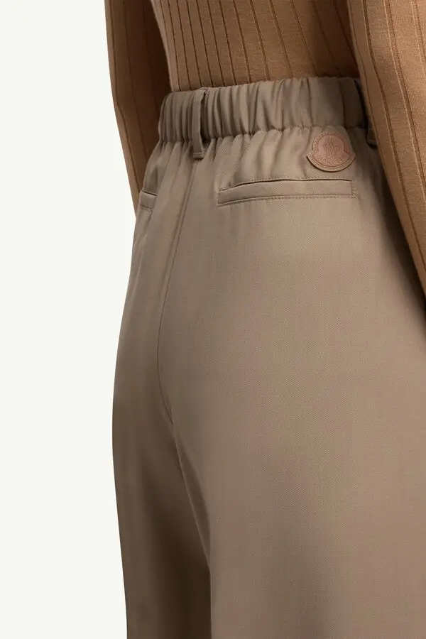 Moncler Wool Gabardine Tailored Pants - Brown