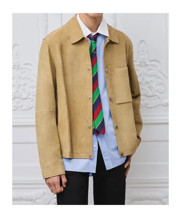 Dior Suede Jacket With Cd Signature - Nude