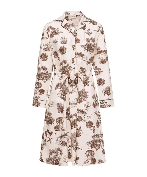 Moncler All Over Print Long Sleeve Dress