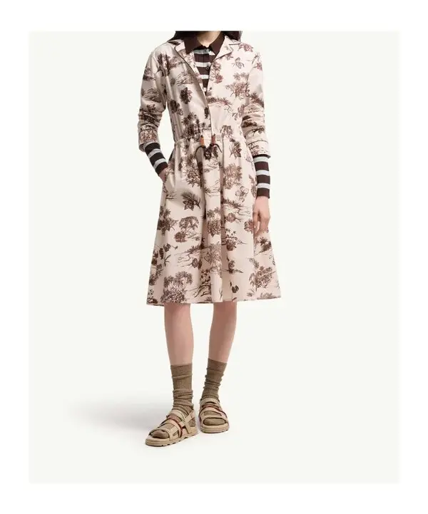 Moncler All Over Print Long Sleeve Dress