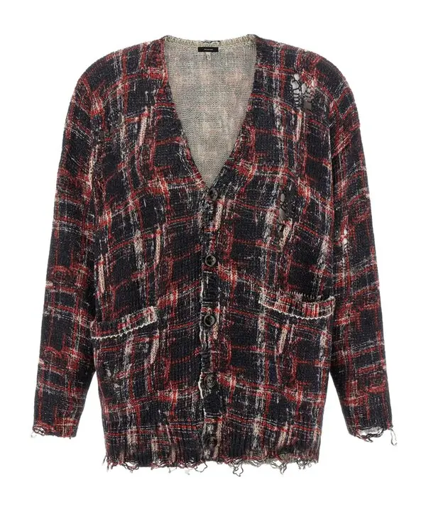 R13 Plaid Distressed Cardigan