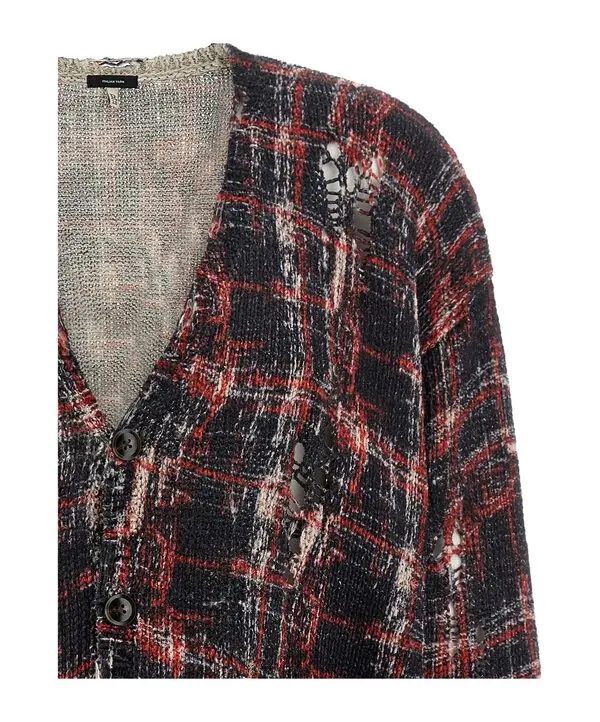 R13 Plaid Distressed Cardigan