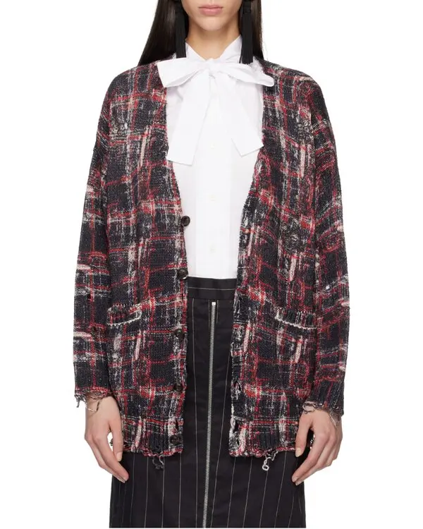 R13 Plaid Distressed Cardigan