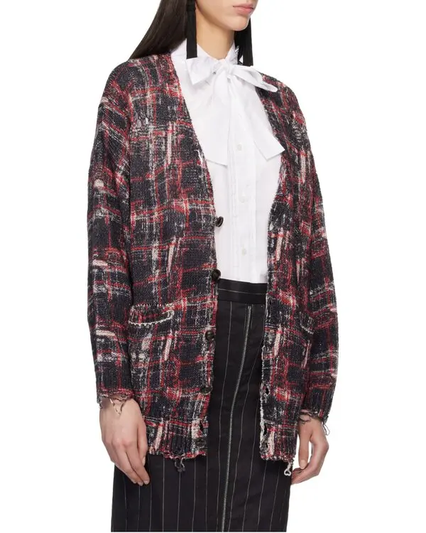 R13 Plaid Distressed Cardigan