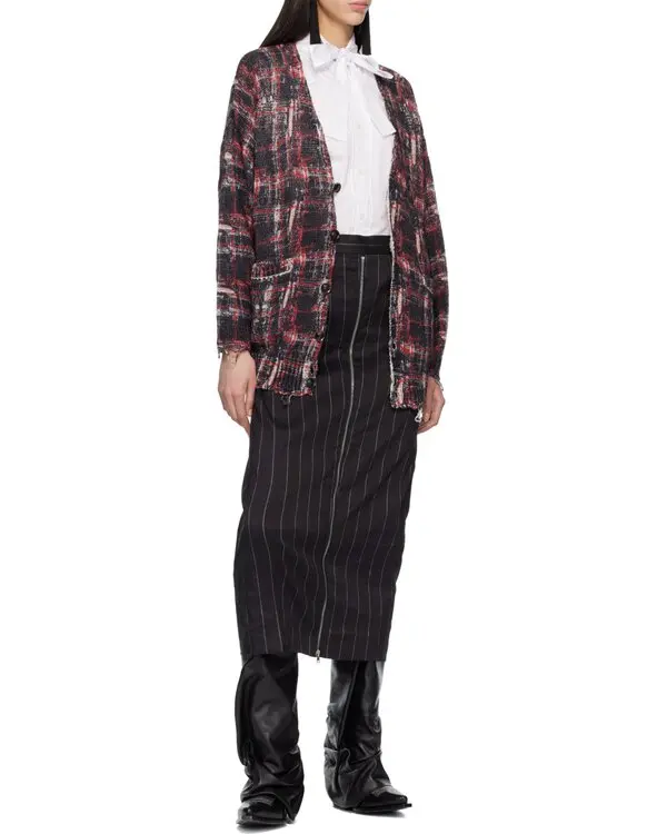R13 Plaid Distressed Cardigan