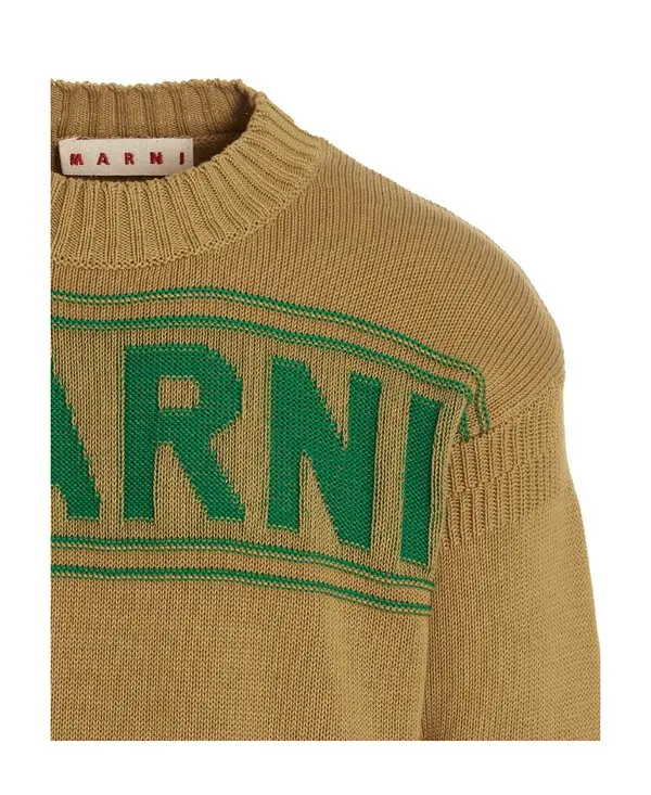 Marni Logo Intarsia Knitted Jumper - Green