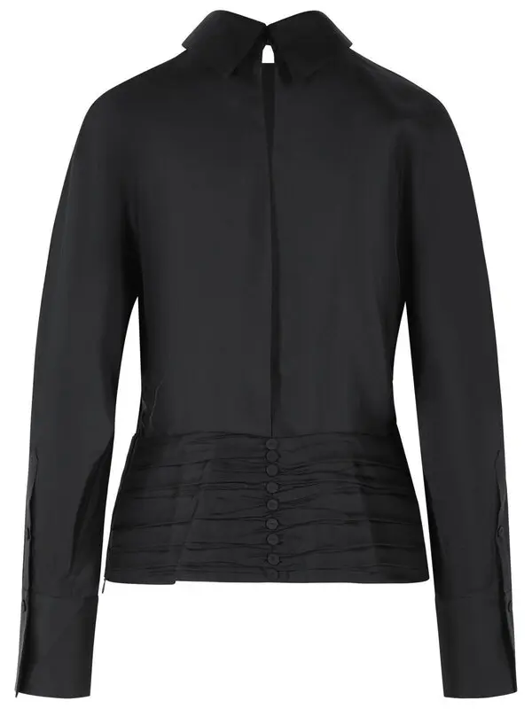 RÓHE Mock-neck Pleated Tuxedo Blouse