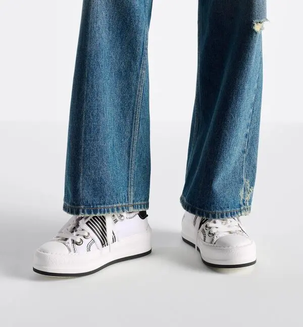 Dior Walk'n' Platform Sneaker With Diorgraphique Logo - White/black