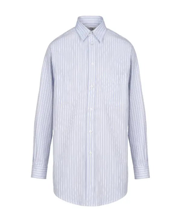 MAISON MARGIELA Pinstripe Cotton Poplin Shirt - White