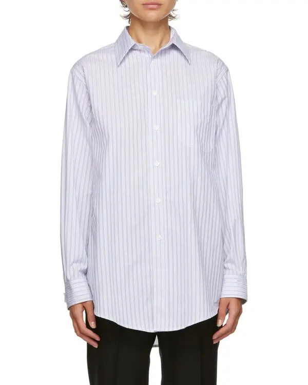 MAISON MARGIELA Pinstripe Cotton Poplin Shirt - White