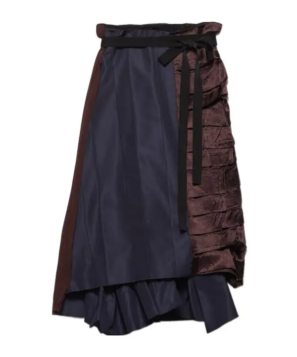 Prada Patchwork Wrapped Midi Skirt - Blue