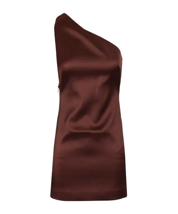 SELF-PORTRAIT Asymmetrical Satin Mini Dress