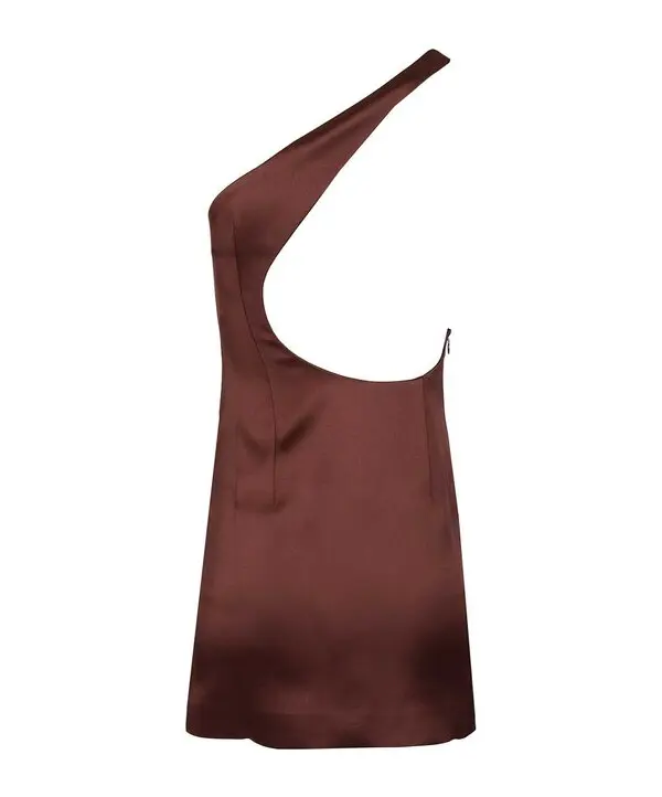 SELF-PORTRAIT Asymmetrical Satin Mini Dress