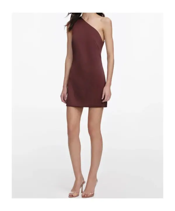 SELF-PORTRAIT Asymmetrical Satin Mini Dress