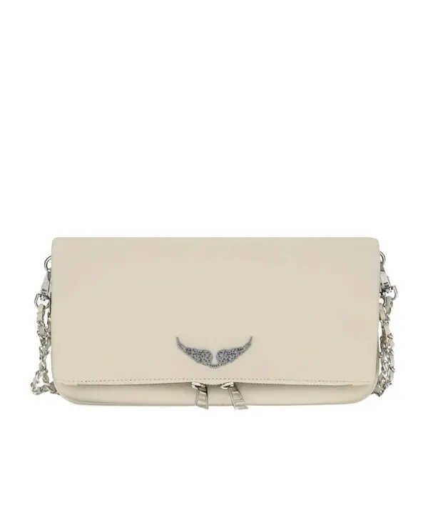 Zadig&Voltaire Rock Logo Plaque Clutch Bag - Nude
