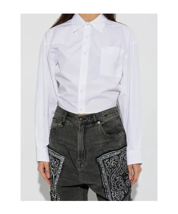 R13 Long Sleeve Collared Shirt With Chest Pocket