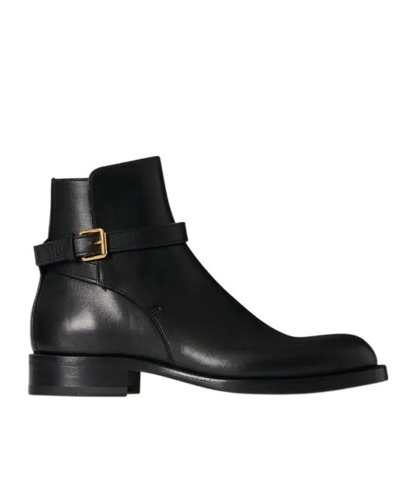 THE ROW Nobilis Buckle Leather Ankle Boots