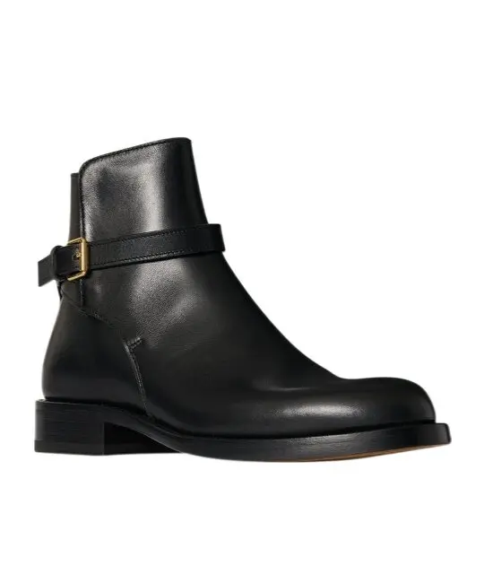 THE ROW Nobilis Buckle Leather Ankle Boots
