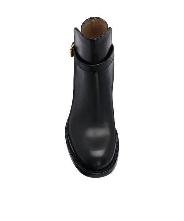 THE ROW Nobilis Buckle Leather Ankle Boots