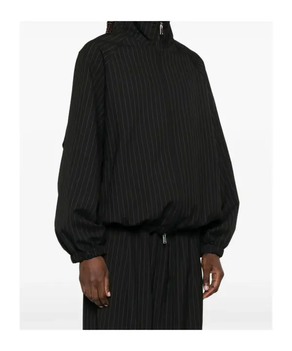 THE FRANKIE SHOP Long-sleeved Zip-up Jacket With Elastic Cuffs And Hem - Black