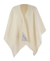 Max Mara Serra Asymmetrical Logo Patch Cape - Nude