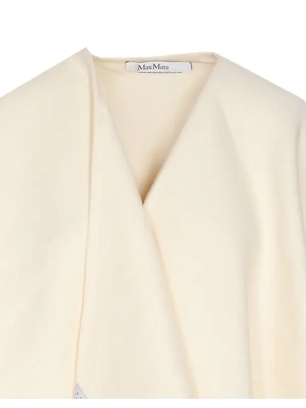 Max Mara Serra Asymmetrical Logo Patch Cape - Nude