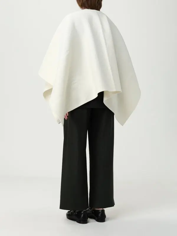 Max Mara Serra Asymmetrical Logo Patch Cape - Nude