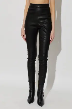Balmain High-waisted Skinny Trousers With Gold Back Zipper