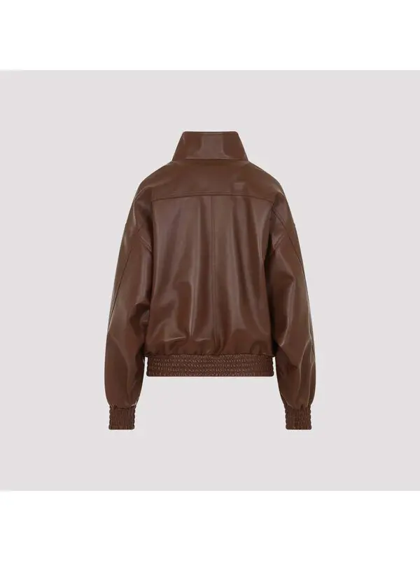 Balenciaga High Collar Zip-up Jacket - Chestnut