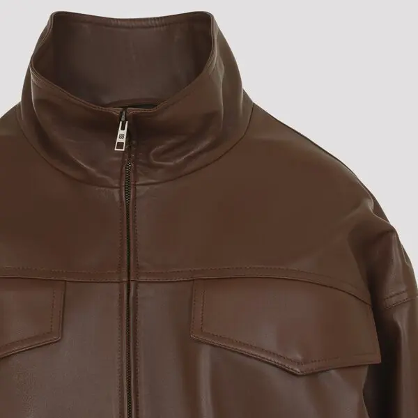 Balenciaga High Collar Zip-up Jacket - Chestnut