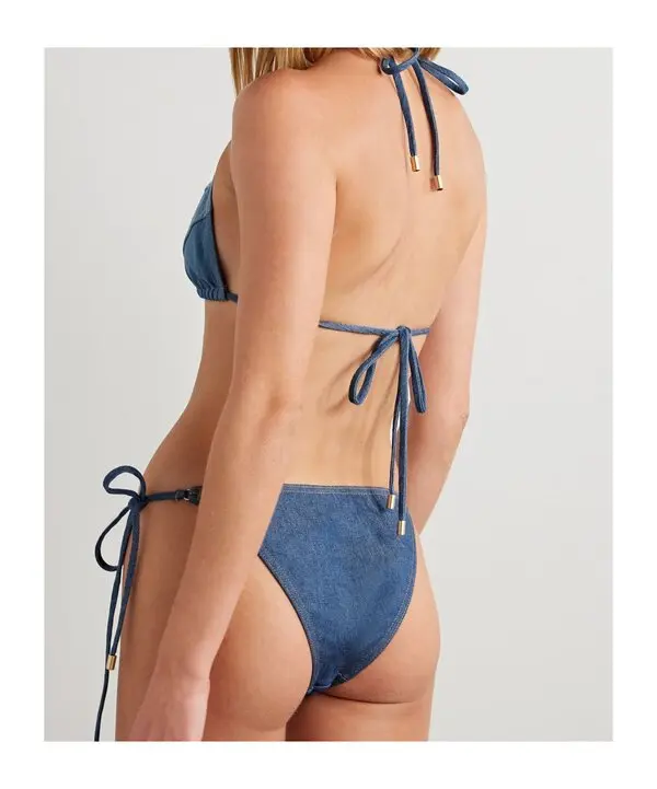 Zimmermann Denim Patchwork Halterneck Bikini