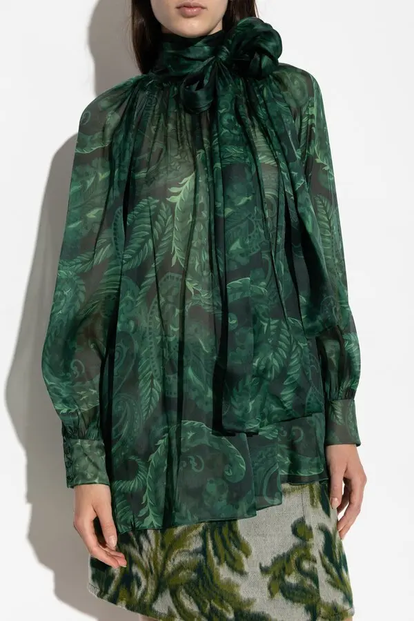 Etro All-over Patterned Bow Detailed Blouse