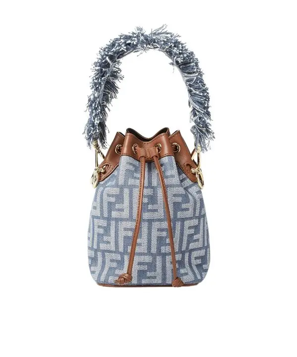 Fendi Mon Tresor Ff Jacquard Mini Bucket Bag - Blue