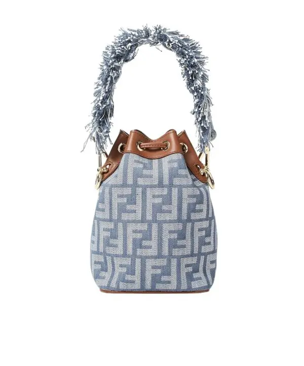 Fendi Mon Tresor Ff Jacquard Mini Bucket Bag - Blue