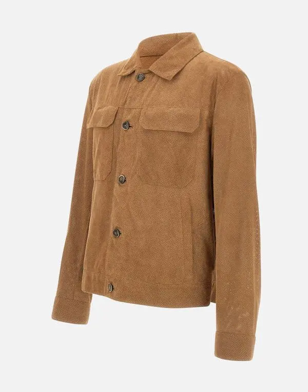 Hugo Boss Perforated Suede Button-up Jacket