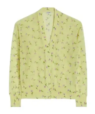 JIL SANDER Floral V-neck Cardigan - Pastel Yellow