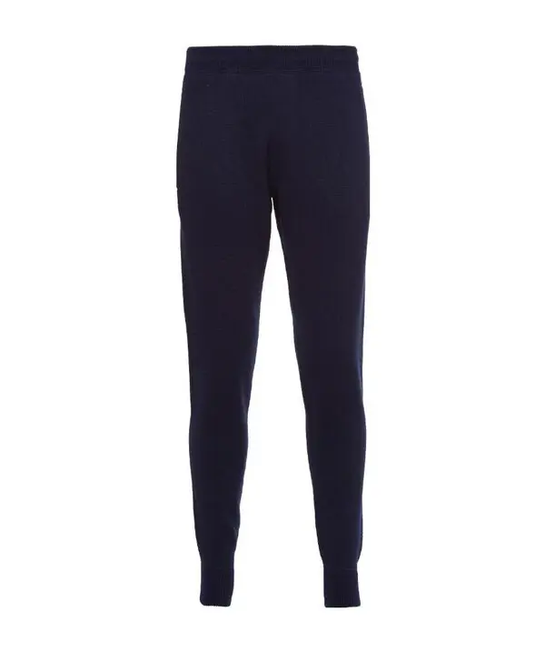 Prada Logo Patch Knitted Track Pants - Blue
