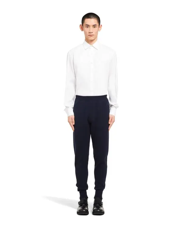 Prada Logo Patch Knitted Track Pants - Blue