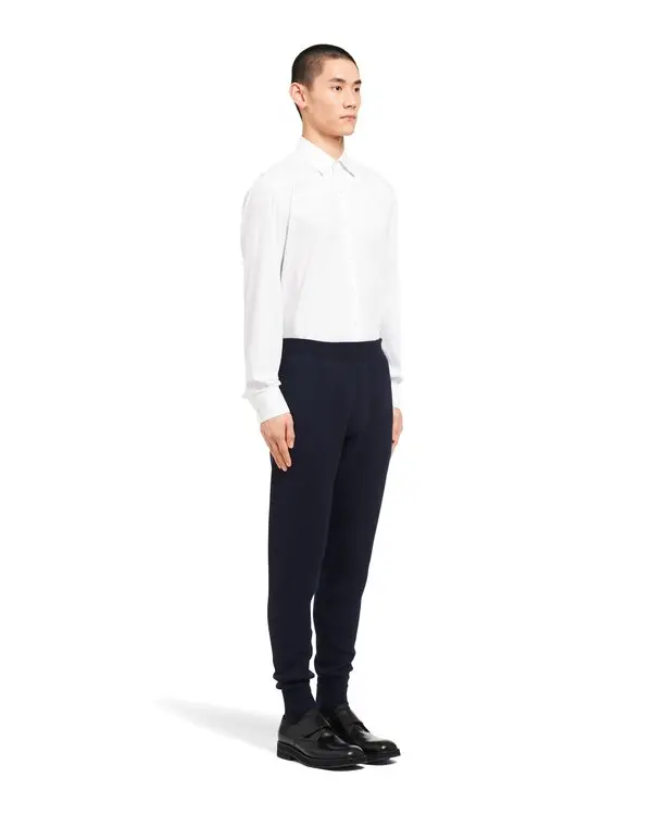 Prada Logo Patch Knitted Track Pants - Blue