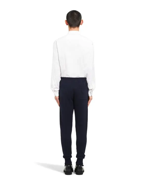 Prada Logo Patch Knitted Track Pants - Blue