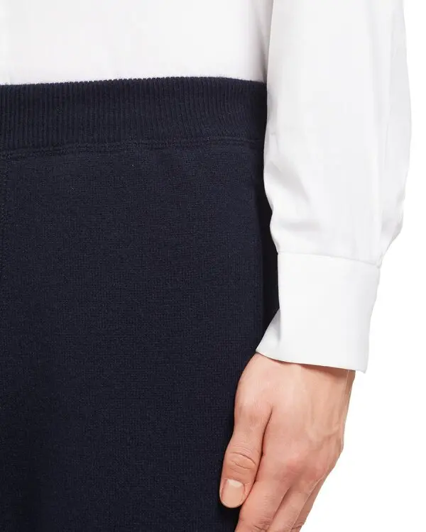 Prada Logo Patch Knitted Track Pants - Blue