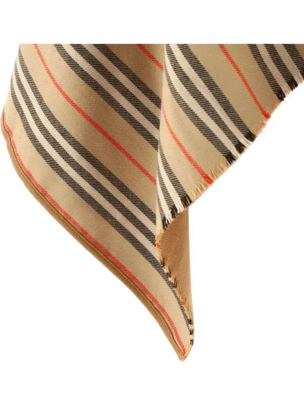 Burberry Icon Stripe Detail Wool Cape - No