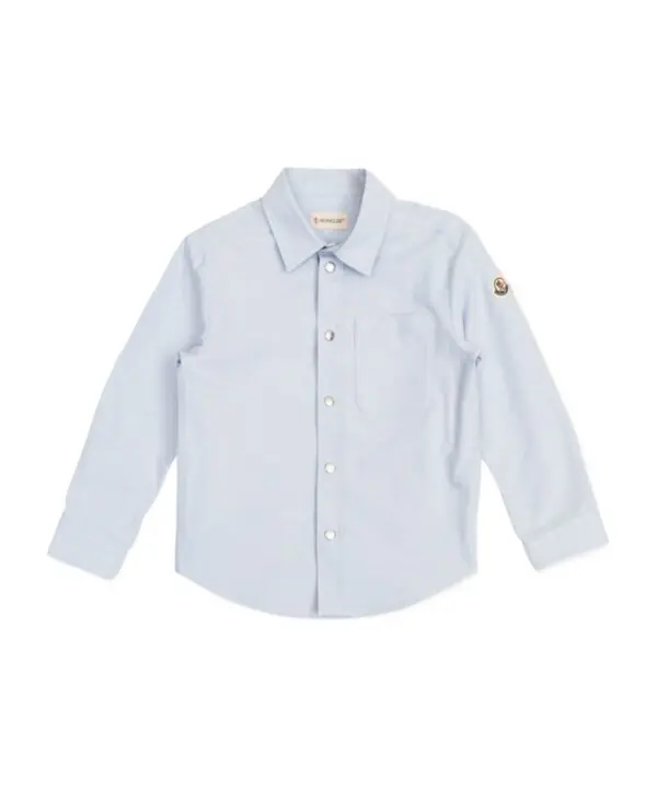 Moncler Buttoned Shirt With Logo Patch - Light Blue