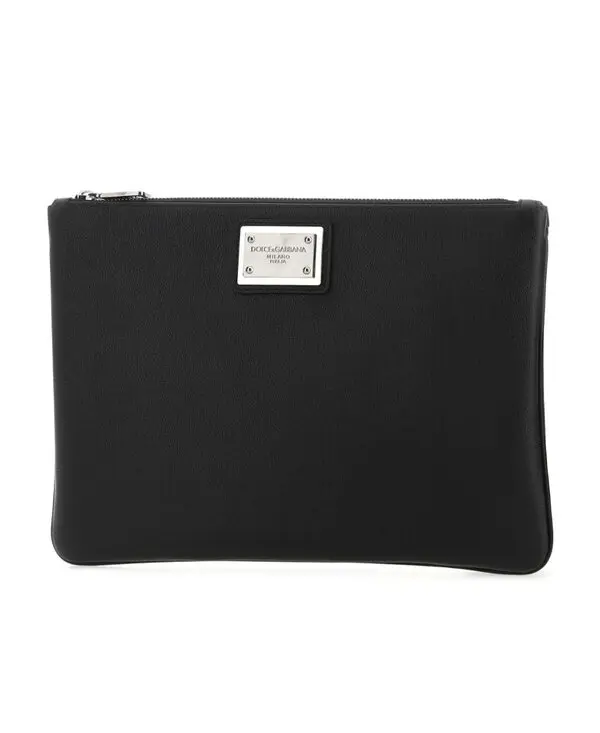 Dolce & Gabbana Logo Plaque Zip-up Clutch Bag