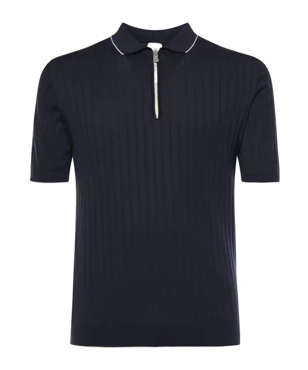 Eleventy Zip Polo Knitted Sweater - Black